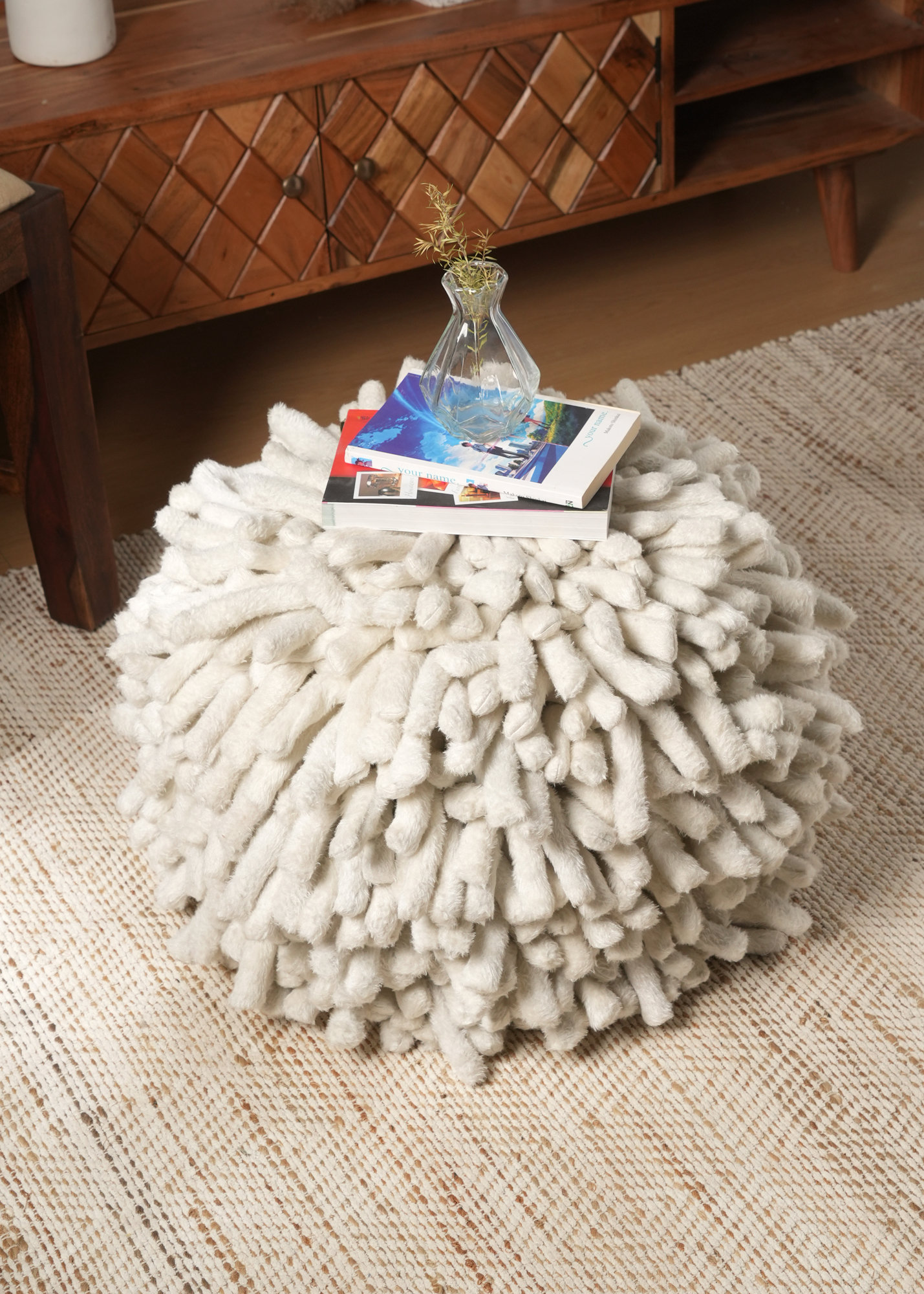Gracie Oaks Clayford Handmade Round Pouf Foot Stool with Tassel ...
