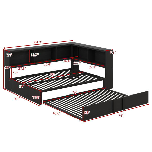 Latitude Run® A Full-Sized Metal Daybed Featuring An Integrated Pull ...