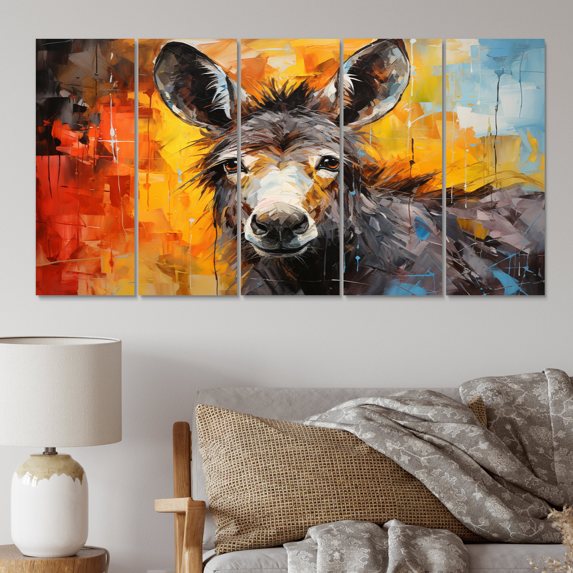 Design Art Grey Donkey Gentle Companion Collage - Animals Metal Wall ...