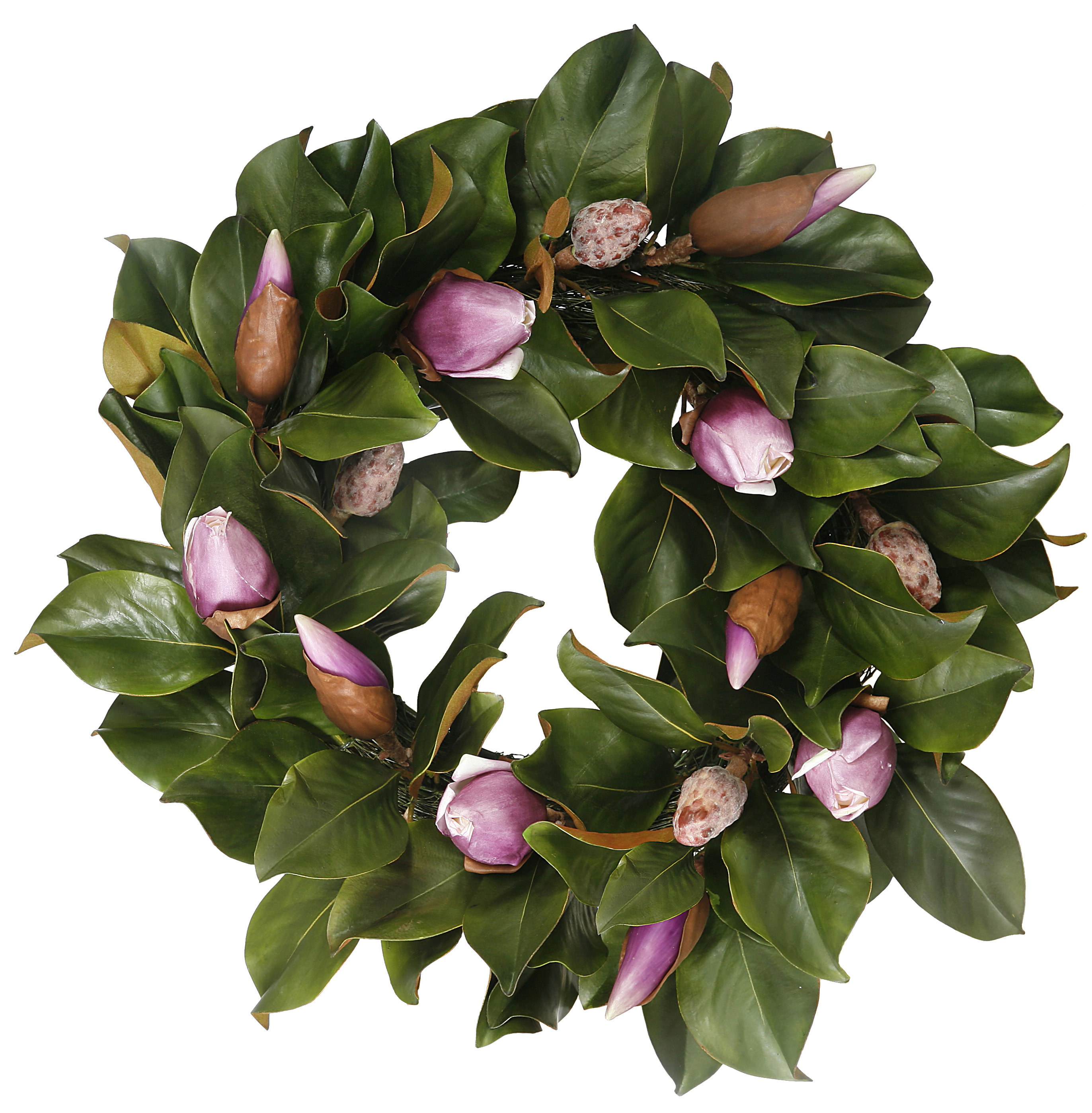 Winward Silks Magnolia 24" Bud Plastic Wreath & Reviews | Wayfair