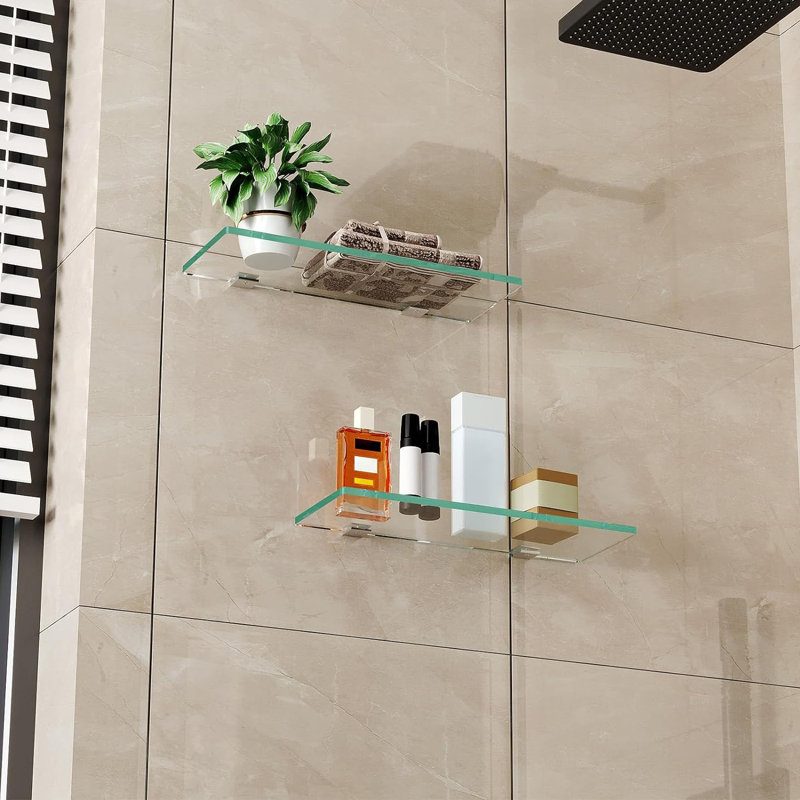 Latitude Run® Haaheo Glass Wall Bathroom Shelves | Wayfair