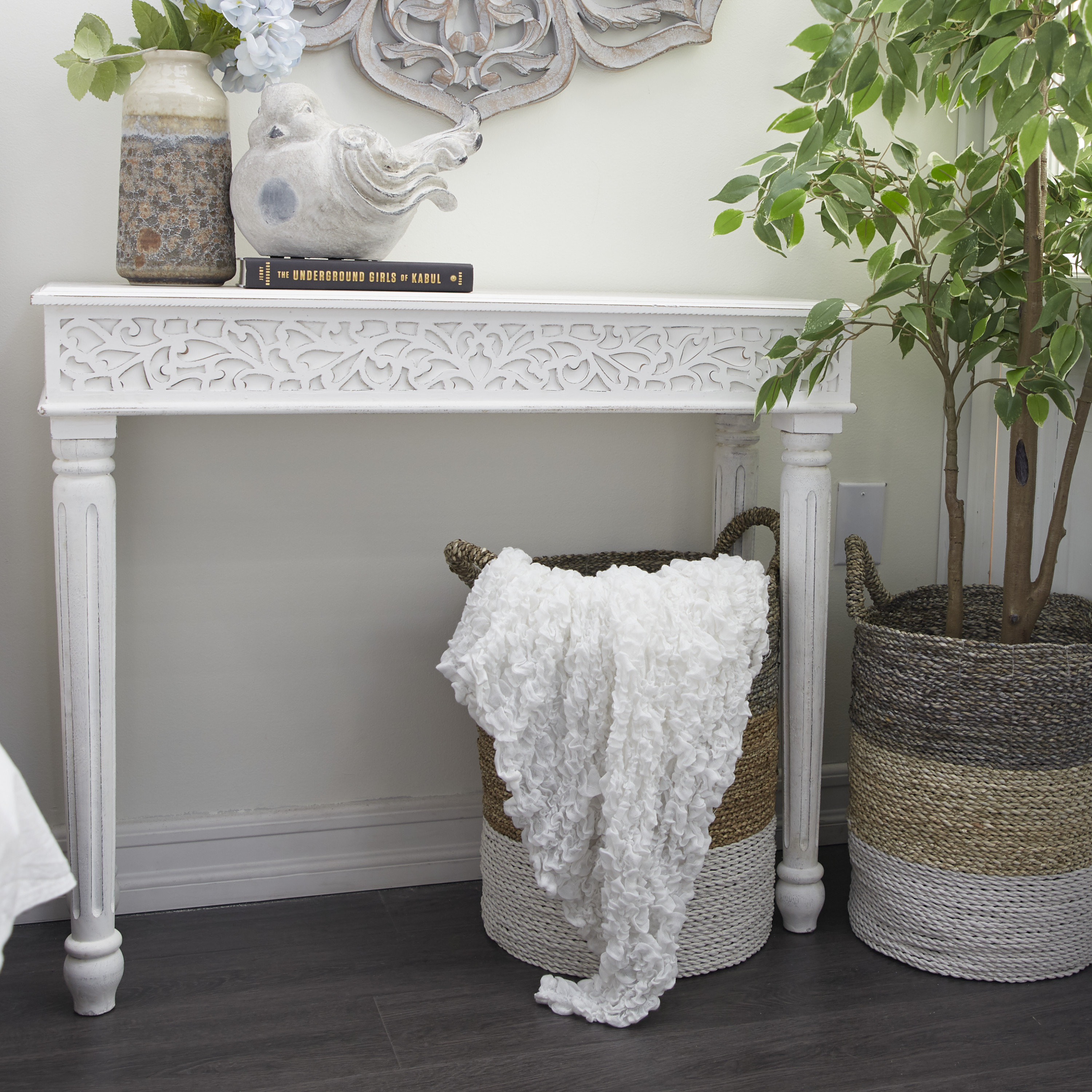 August Grove® Wood Intricately Carved Scroll Console Table & Reviews ...