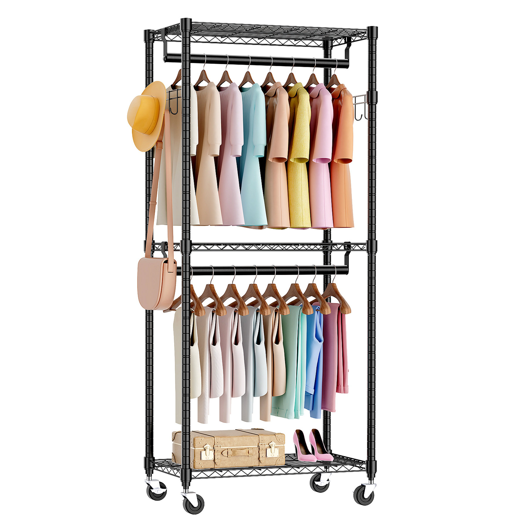 Rebrilliant Portable Adjustable Clothes Rack With Versatile Functions ...