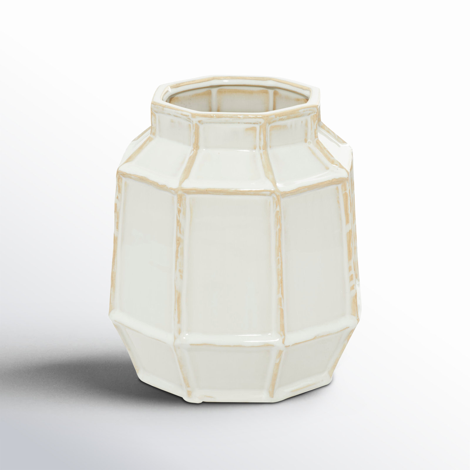 Birch Lane™ Allonia 2 Piece White/Beige Stoneware Table Vase Set | Wayfair