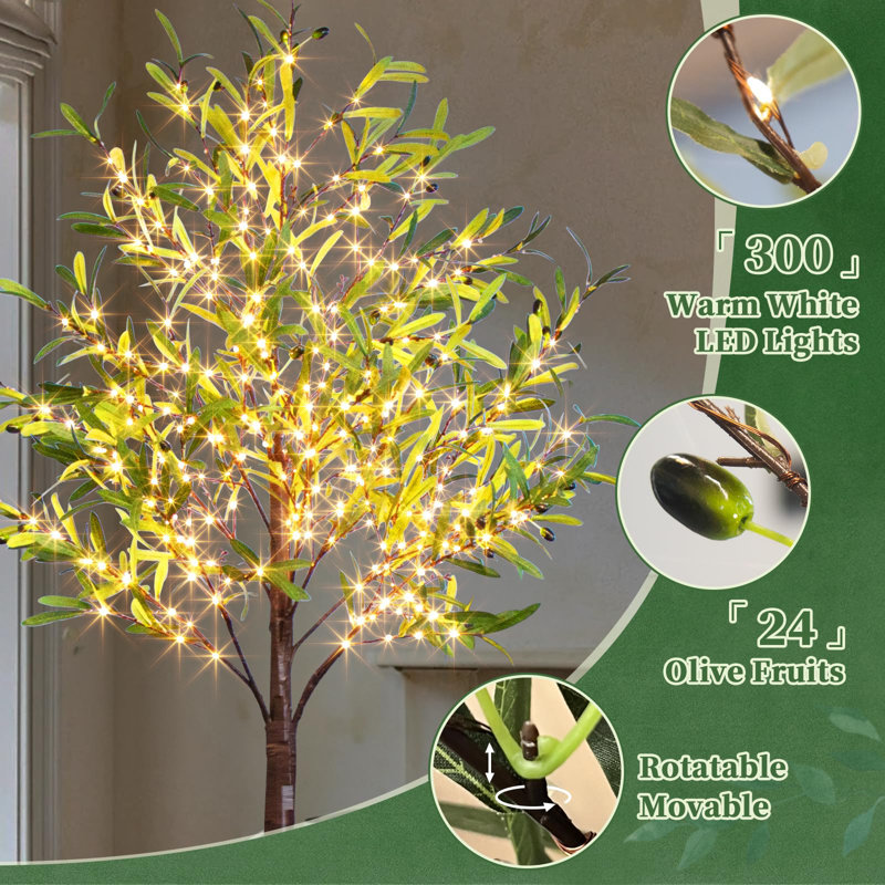 Primrue Artificial Lighted Olive Tree | Wayfair