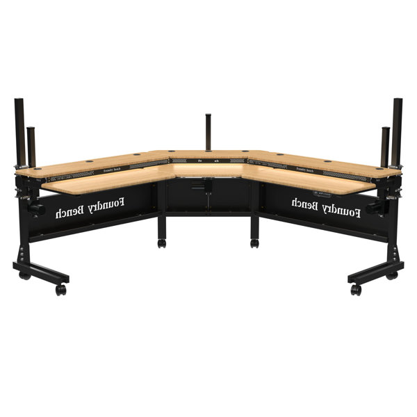 VERSADESK Foundry Bench 80" x 80" Extra Wide Height Adjustable L-Shaped ...