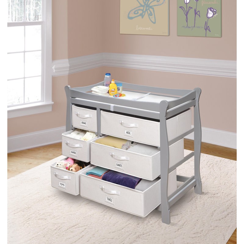 Harriet Bee Swave Changing Table with Pad and with 6 Baskets & Reviews ...