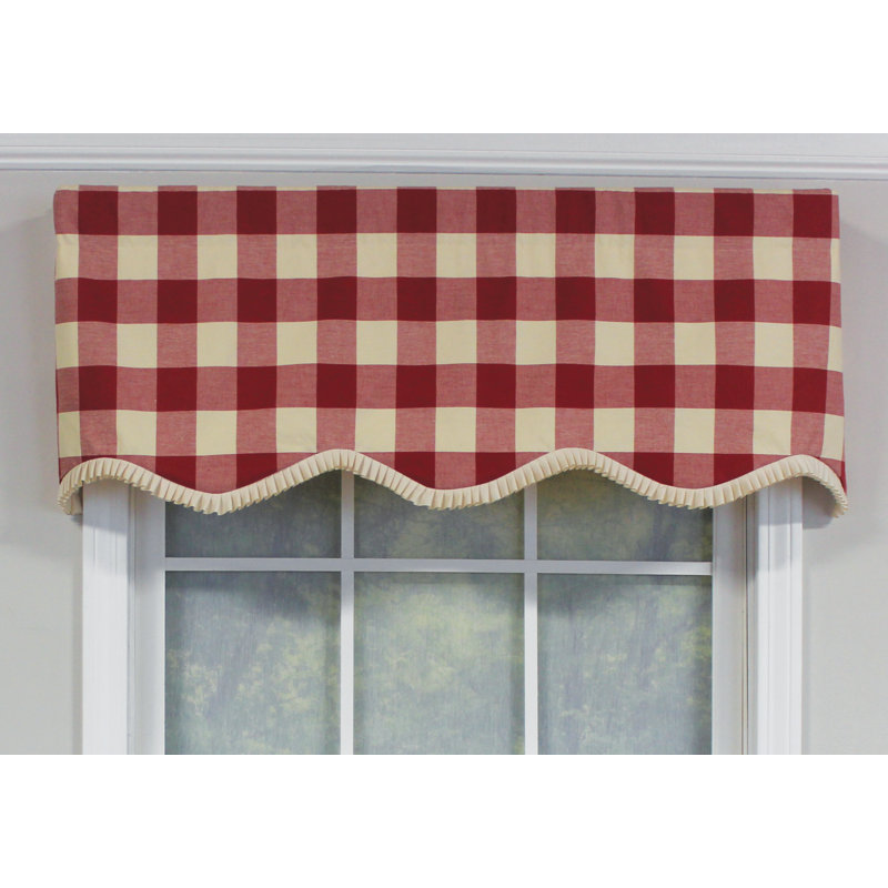 RLF Home Buffalo Check Cranberry Red Ruffled Provance Valance | Wayfair