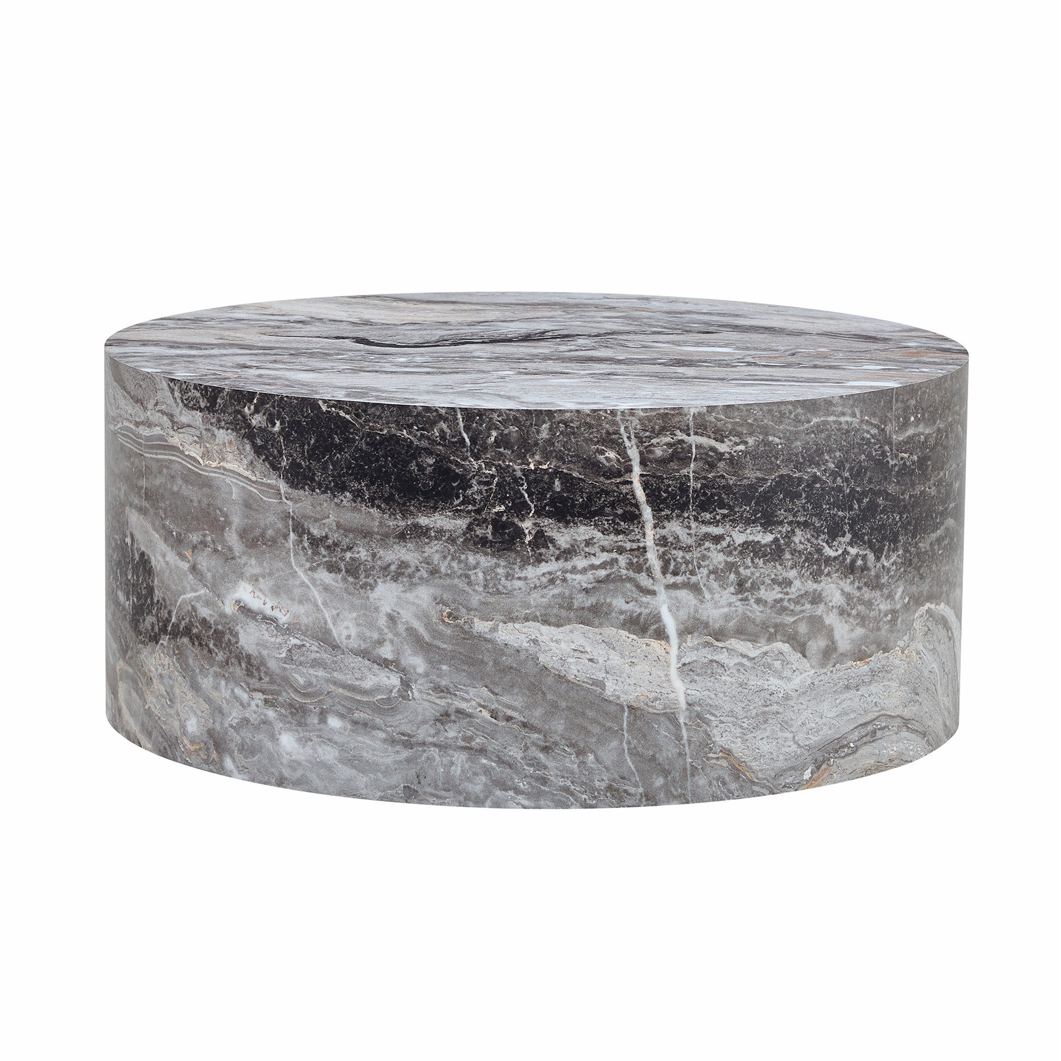 17 Stories Stylish Cylindrical Coffee Table with Marble Texture, Made ...