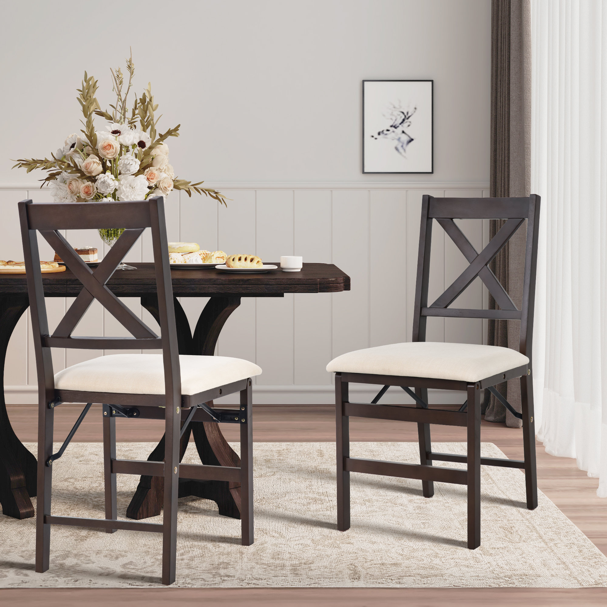 Breakwater Bay Padded Cross Back Folding Dining Chair Side Chairs | Wayfair