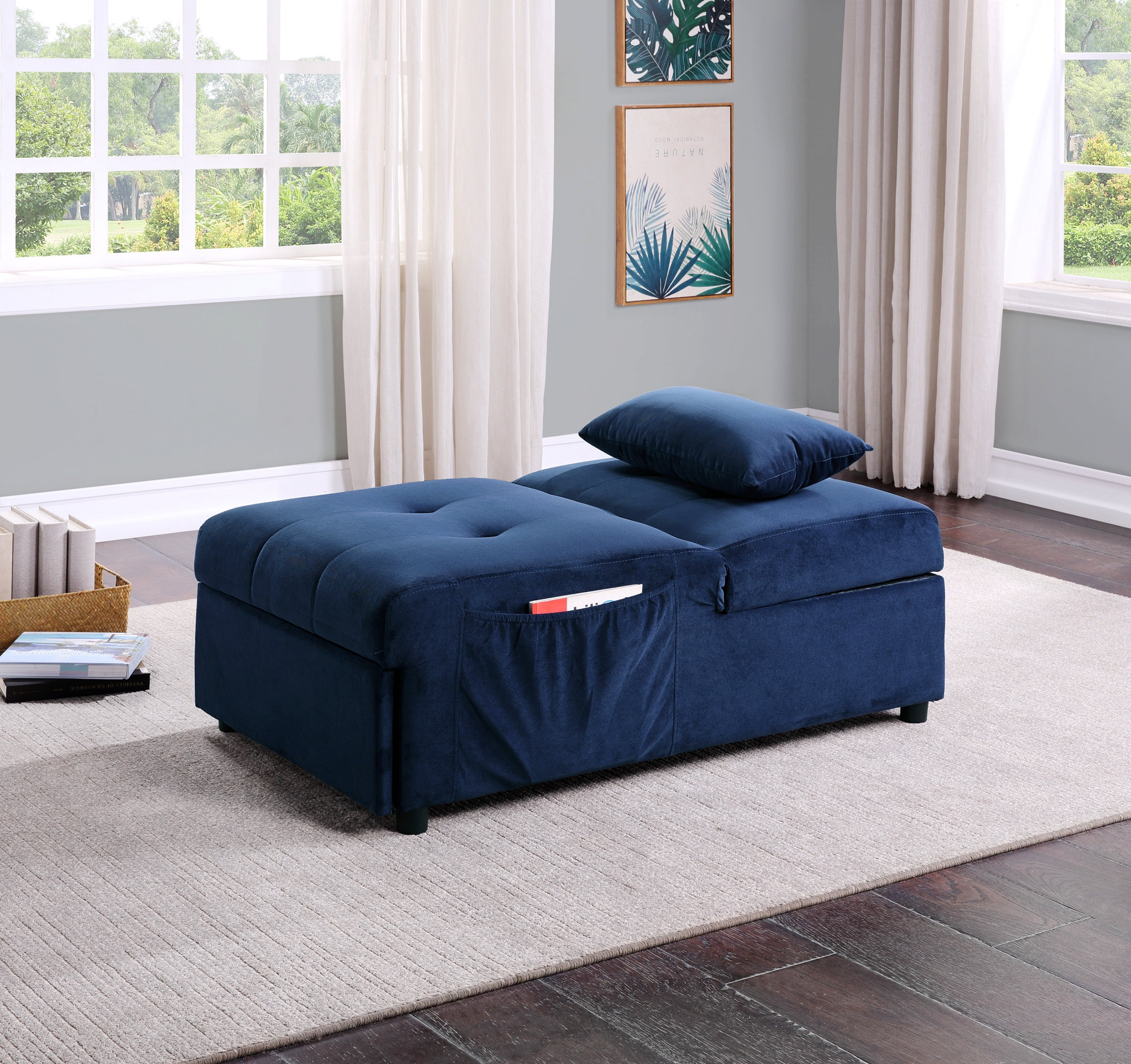 Latitude Run® 1pc Storage Bench with Pull-out Bed - Wayfair Canada