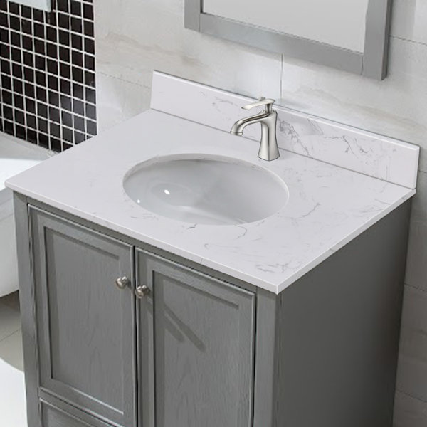 SOUEEUM 30" Engineered Stone Single Bathroom Vanity Top In Carrara ...