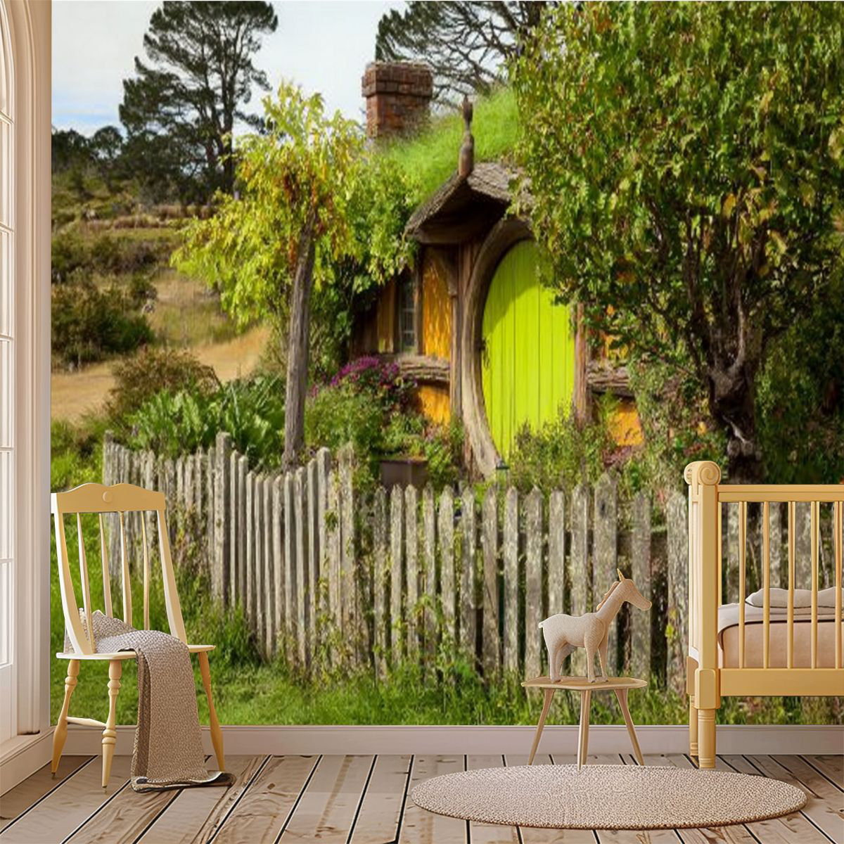 Millwood Pines Peel and Stick Canvas Wallpaper Wall Mural hobbit house ...