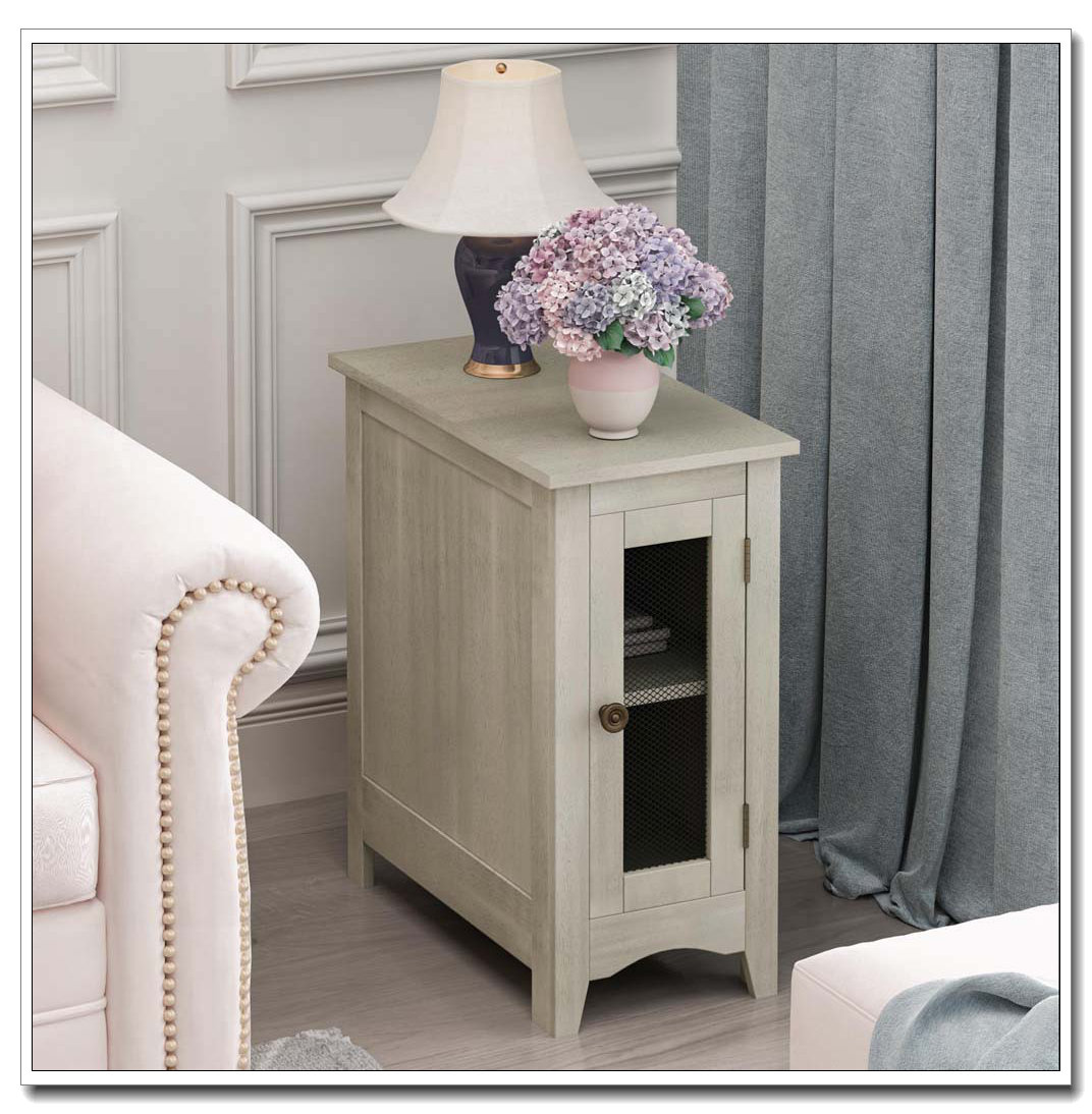 17 Stories Rectangle Narrow Accent Side Table, Solid Veneer | Wayfair