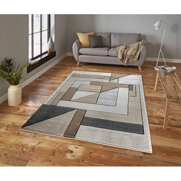 Orren Ellis Beige Grey Geometric Hand-Carved Soft Premium Modern ...