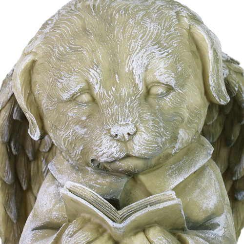 Exhart Dog Angel Reading Book Statue, 9.5 Inch | Wayfair