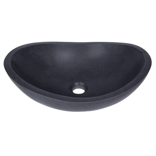 EdenBath Eden Bath 14'' Honed Black Stone Oval Vessel Bathroom Sink ...
