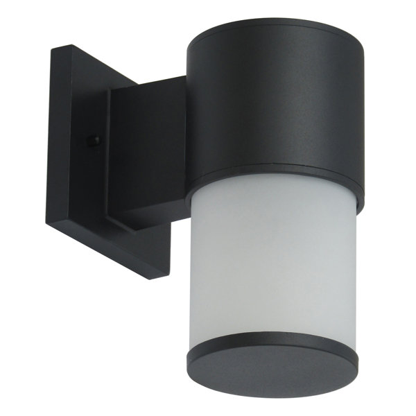 Ebern Designs Zymari Black 8.6" H Frosted Glass Outdoor Armed Sconce ...