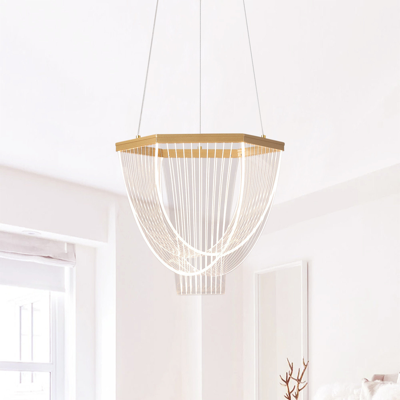 Mercer41 13.78 inch LED 3000K Gold Modern Pendant Light Fixture | Wayfair
