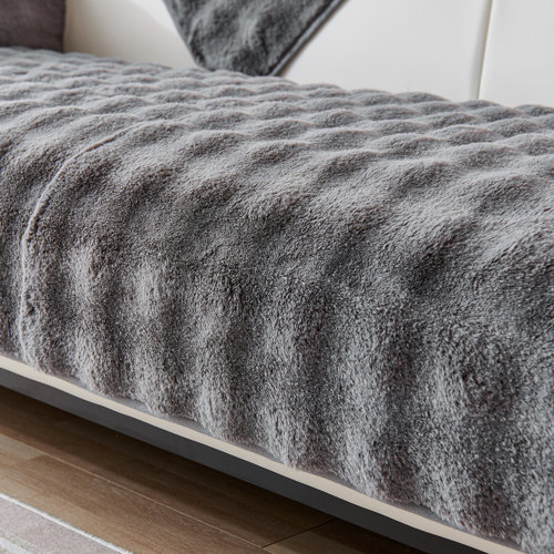 Mercer41 Shaggy Fur Box Cushion Sofa Slipcover | Wayfair