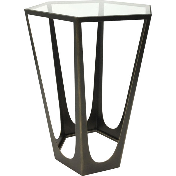 Ivy Bronx Catalan Bronze Gilded Side Table with Glass Top | Wayfair.co.uk
