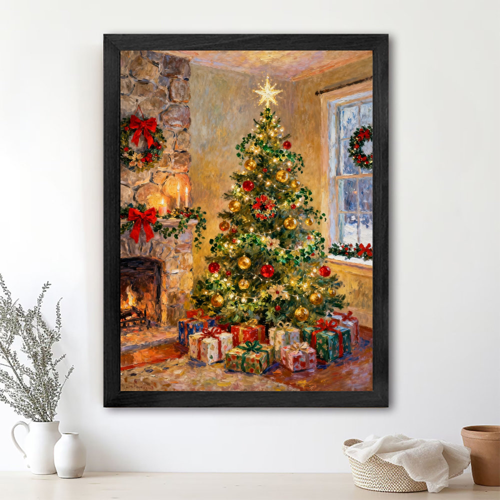 Charlton Home Black Framed Vintage A Christmas living room full of ...