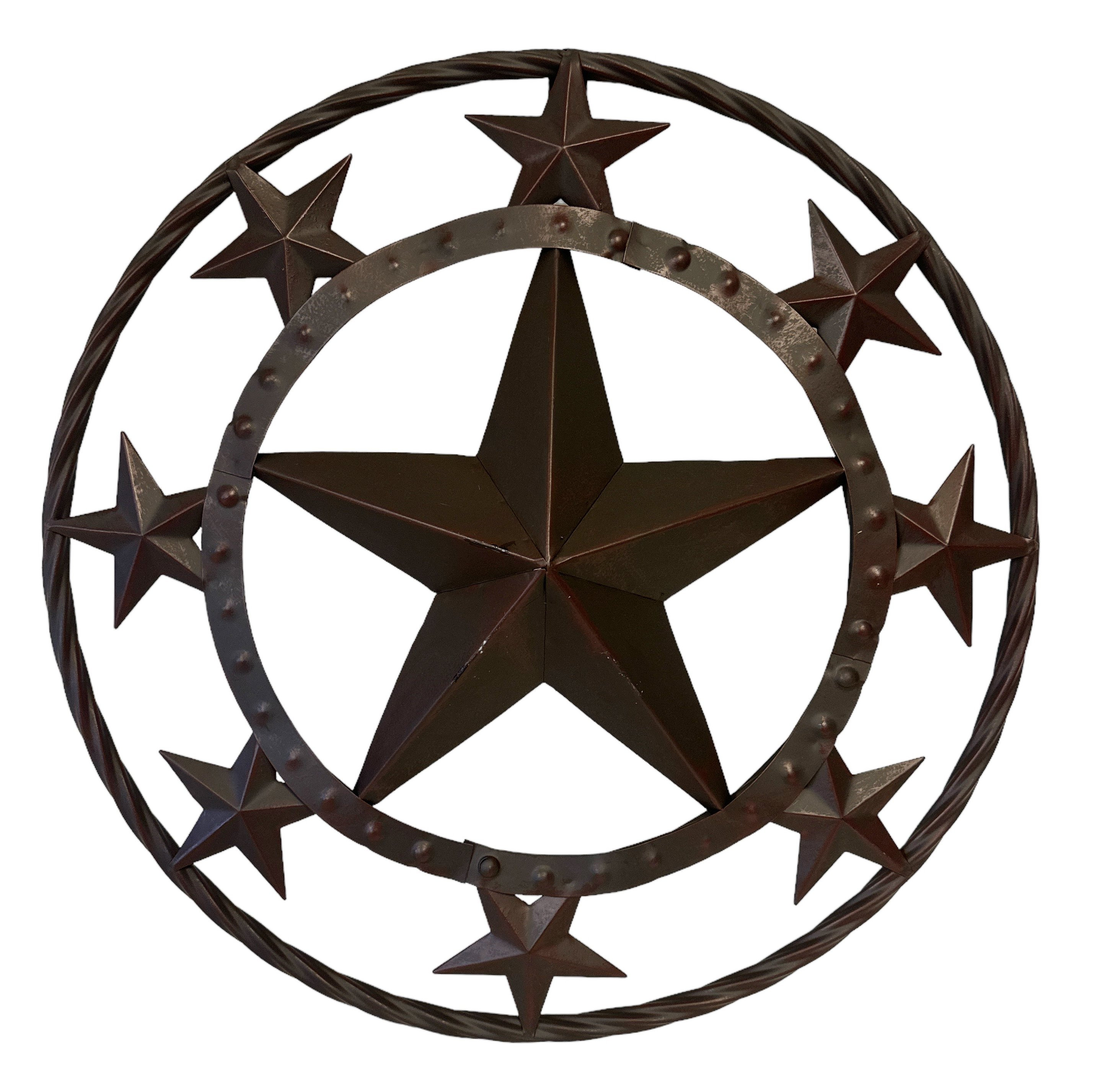 Loon Peak® Rustic Brown Western Star with Accent Stars 18" Metal Circle ...