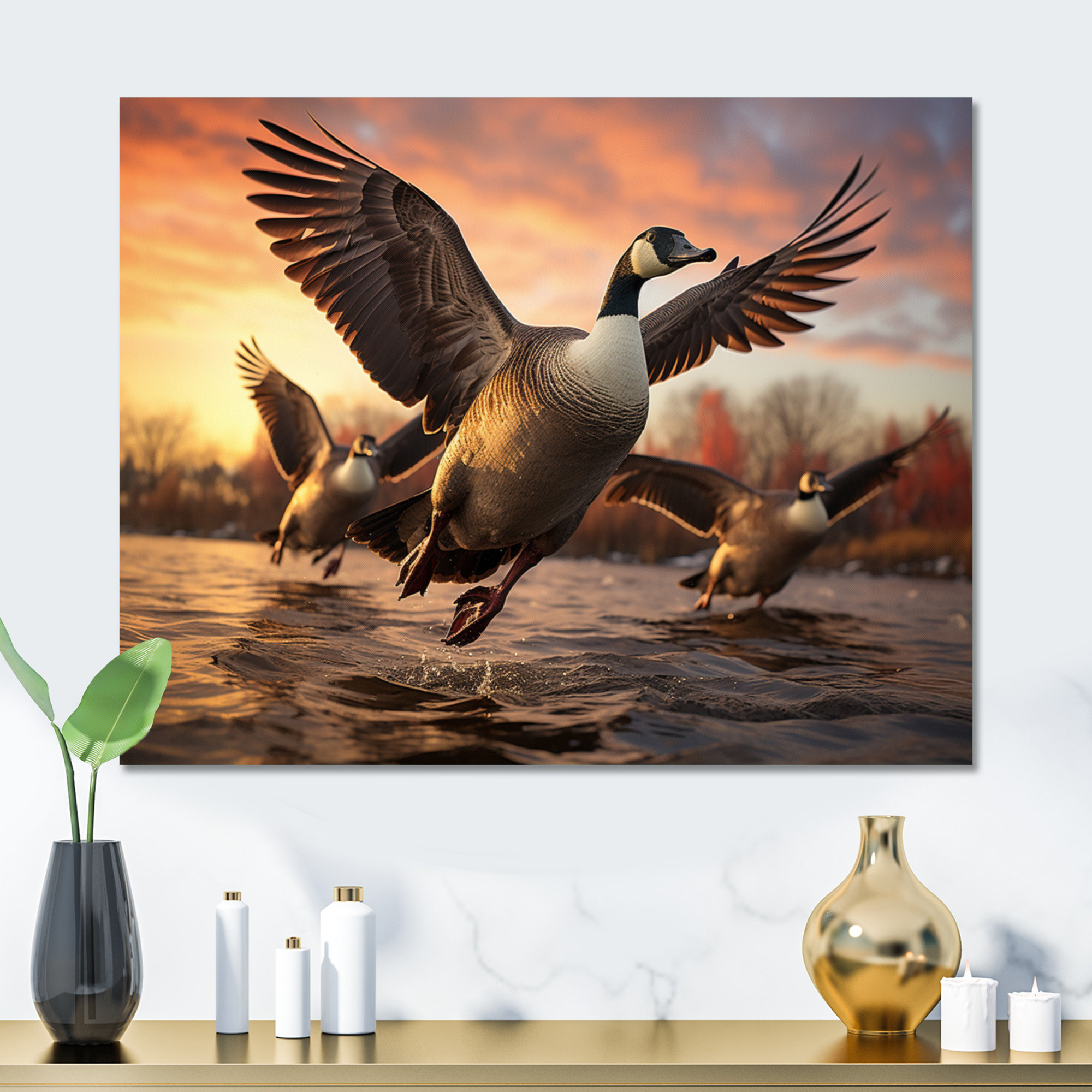 Ebern Designs Canada Canadian Geese II - Animals Metal Wall Decor | Wayfair