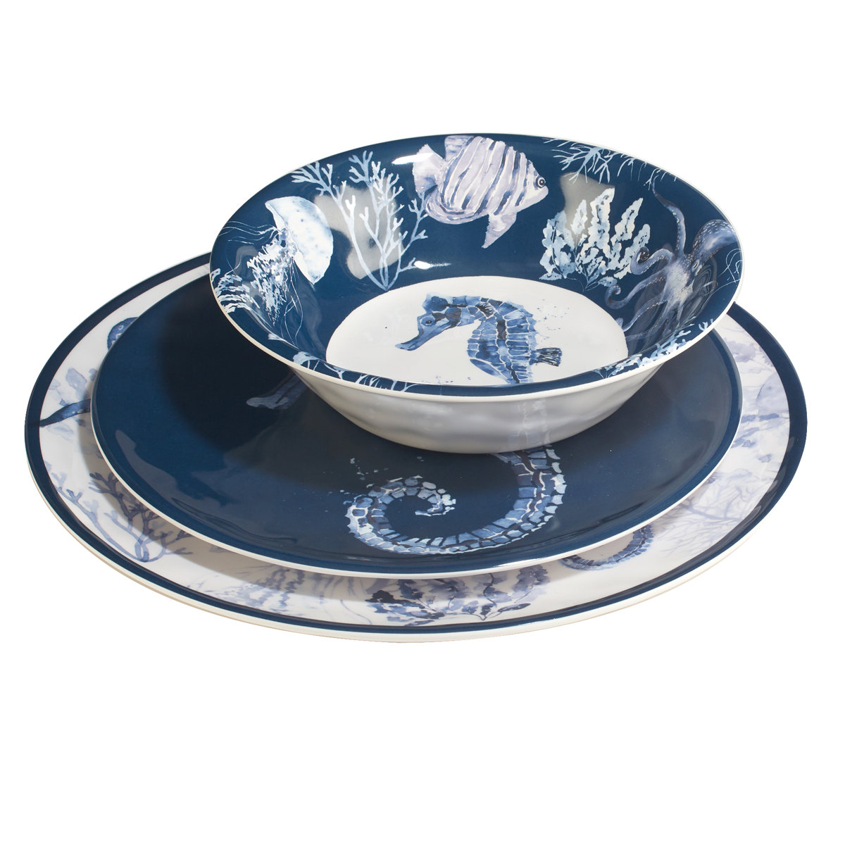 Certified International Sea Life Melamine 12 pc Dinnerware Set ...