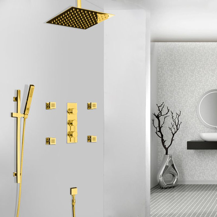 Juno Showers Juno 4-Jet Body Massage Shower System with 10" Rain Shower ...