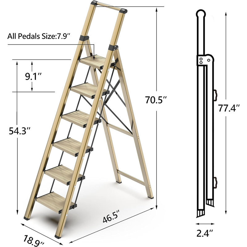 WFX Utility™ 6 Step Ladder,Portable Lightweight Stepladder | Wayfair