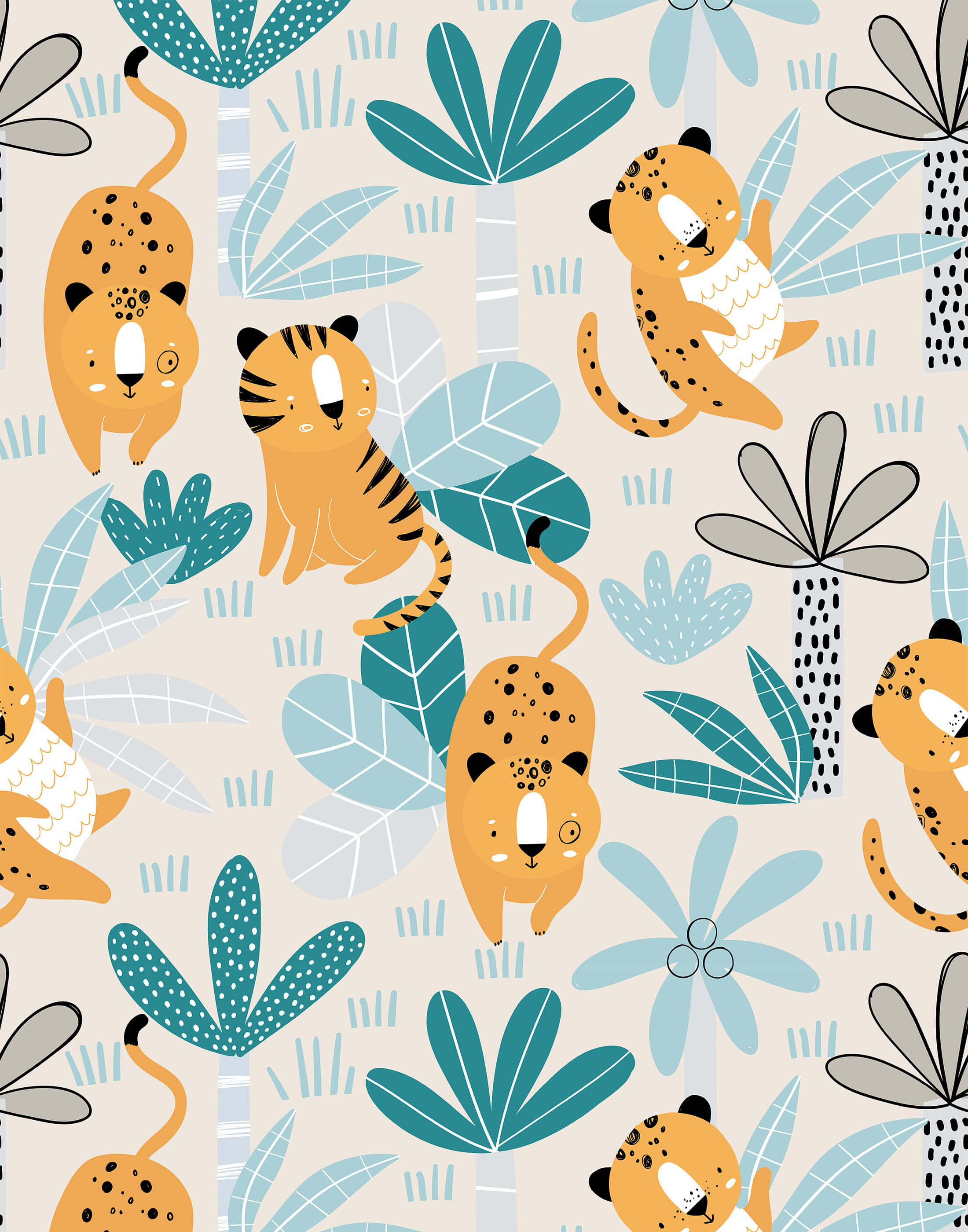 Zoomie Kids Francys Childrens Tiger And Leopard Wallpaper | Wayfair.co.uk