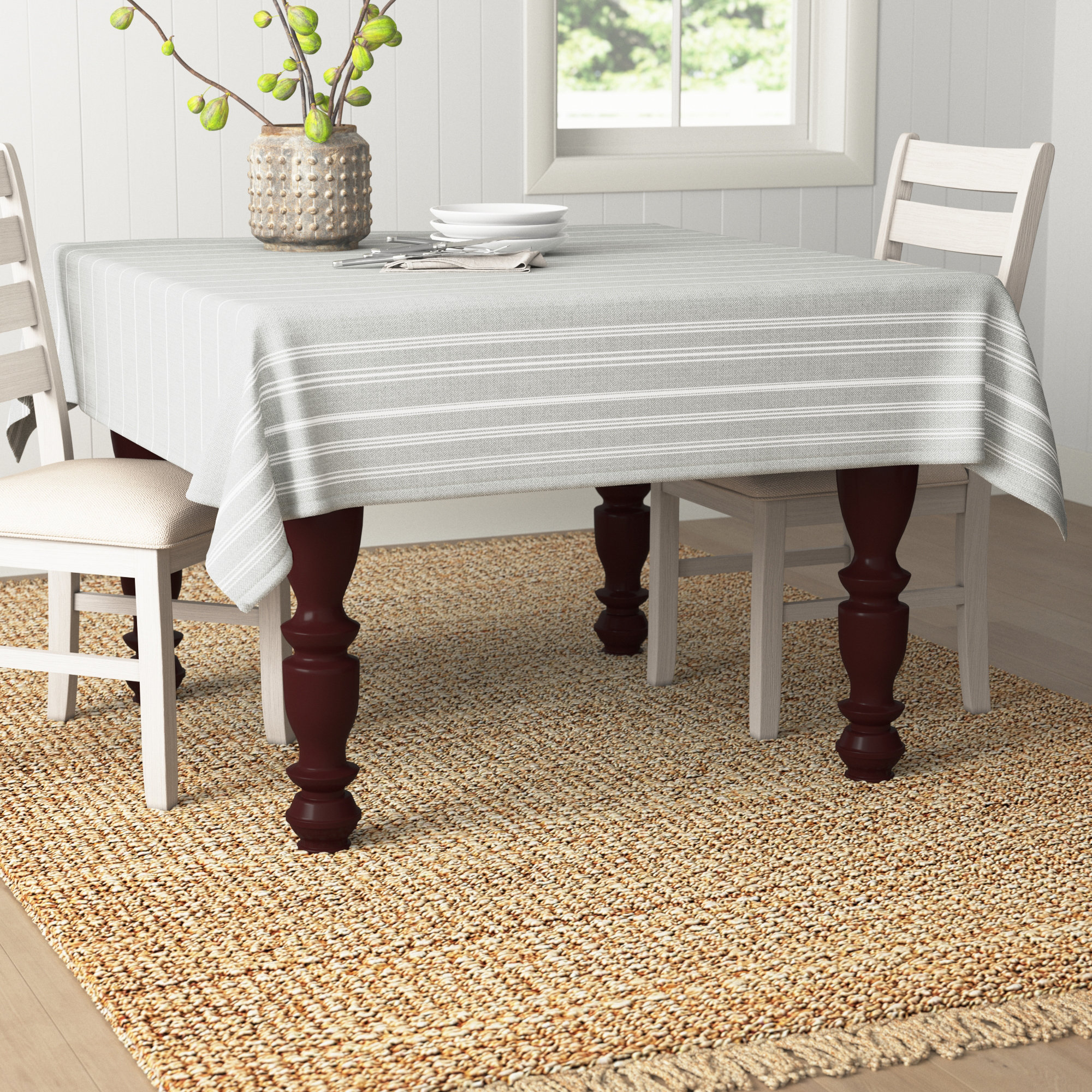 Gracie Oaks Cannady Striped 100% Cotton Tablecloth & Reviews | Wayfair