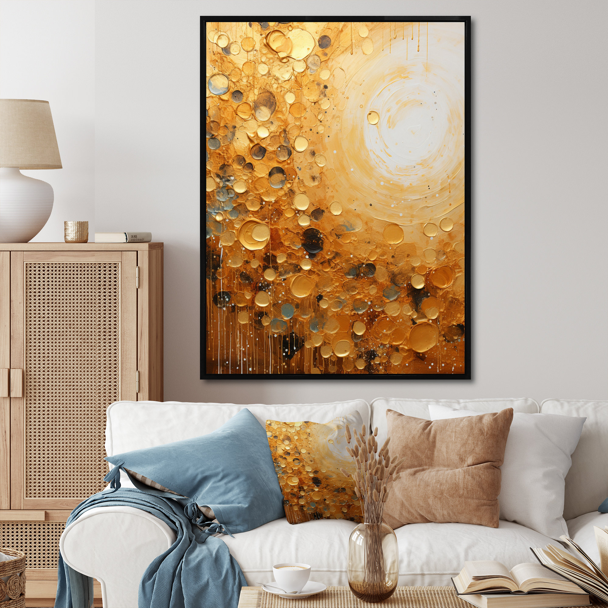 Ivy Bronx Gold White Golden Gleam - Abstract Collages Wall Art Prints ...