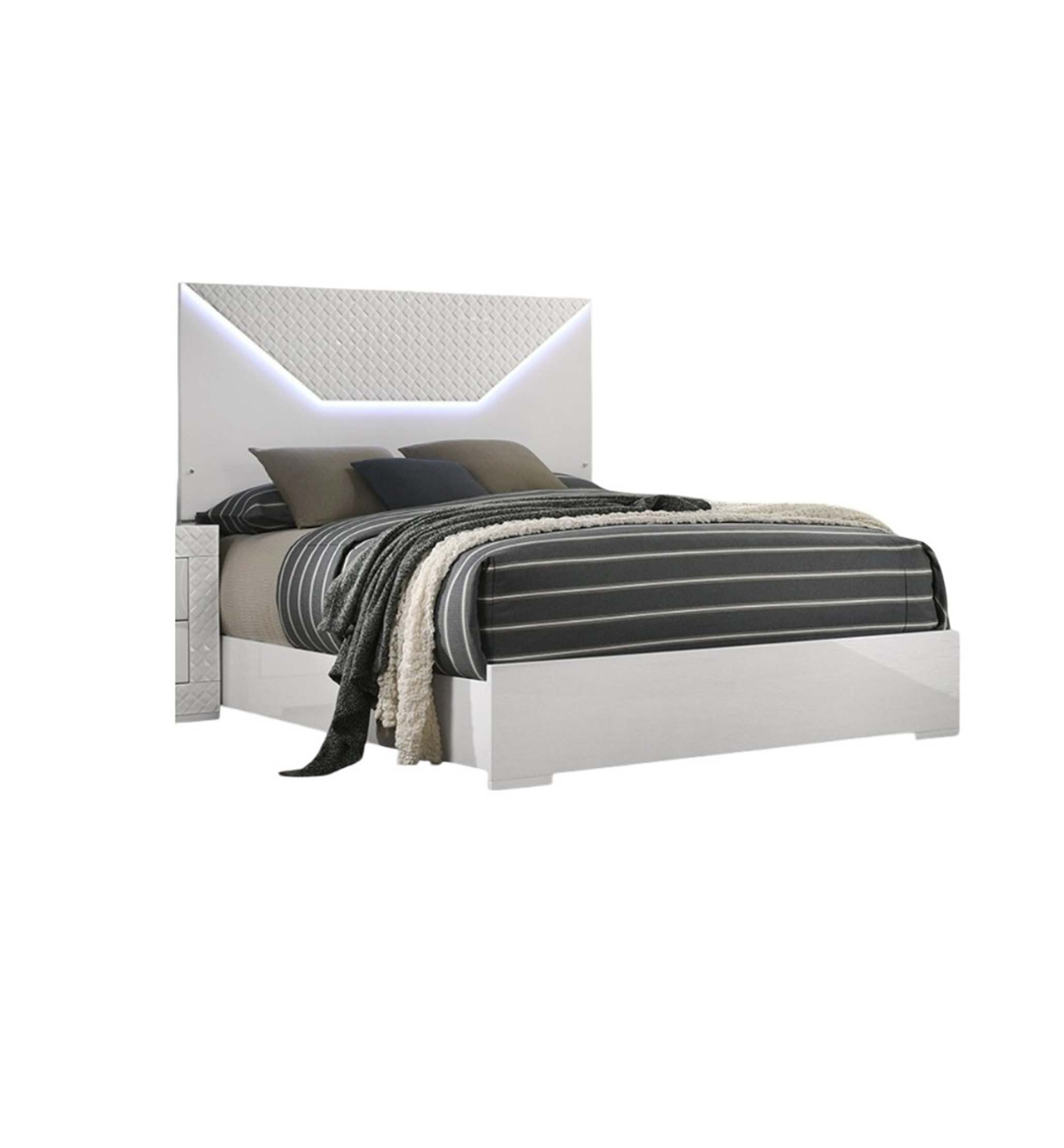 Brayden Studio 1Pc Eastern Bed W LED High Gloss Unique Design Headboard ...