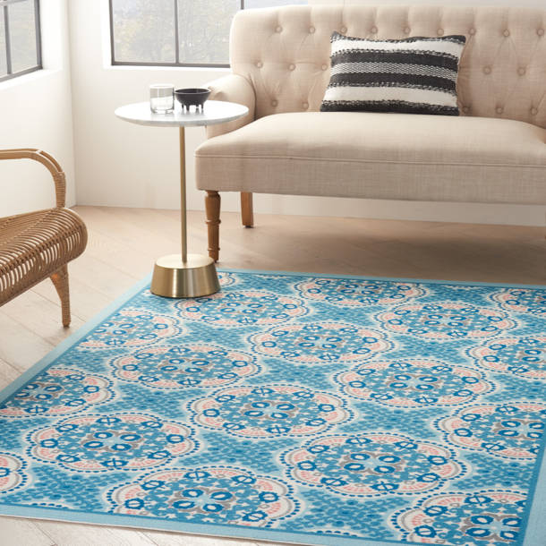 Waverly Floral Blue Outdoor Area Rug & Reviews | Wayfair