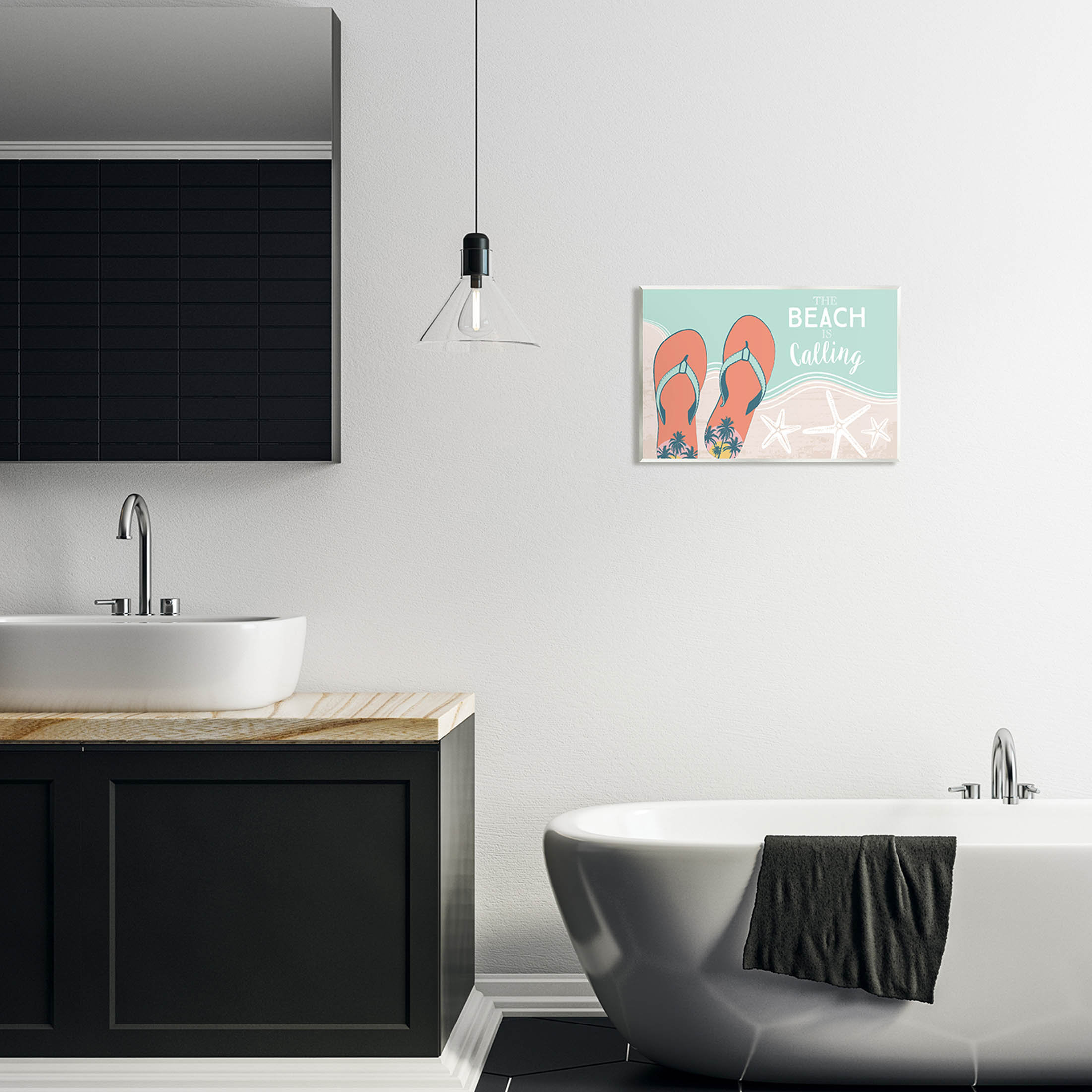 Stupell Industries Beach Is Calling Flip Flops Shore Wall Plaque Art By ...