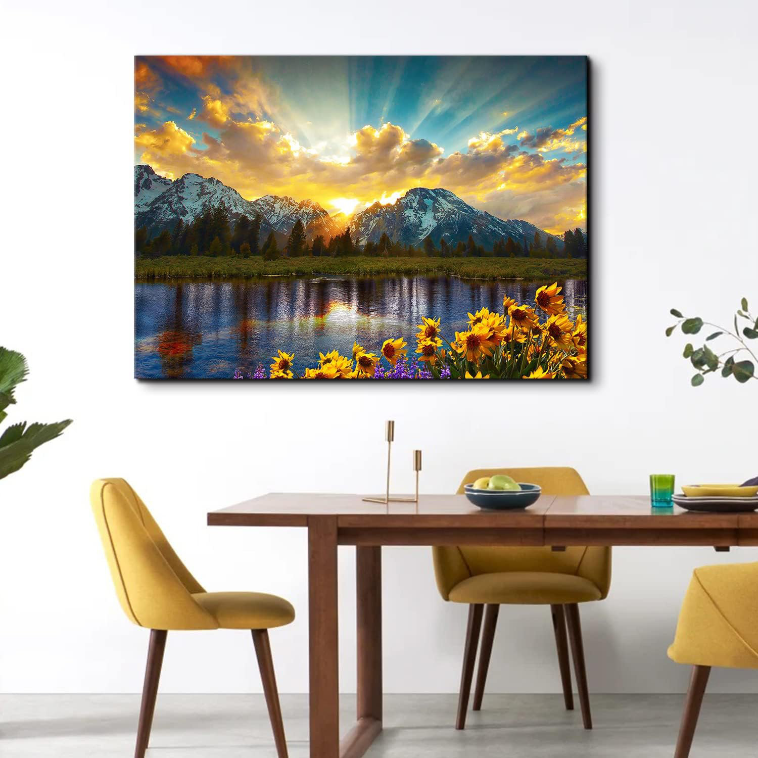 Millwood Pines Nature Sunrise Picture Sunflower Landscape Canvas ...