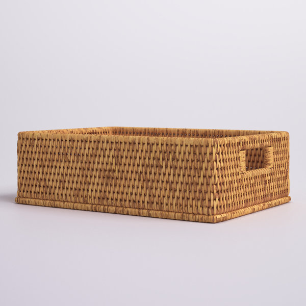 Dotted Line™ Rattan Rectangular Basket with Rounded Corners and Cutout ...