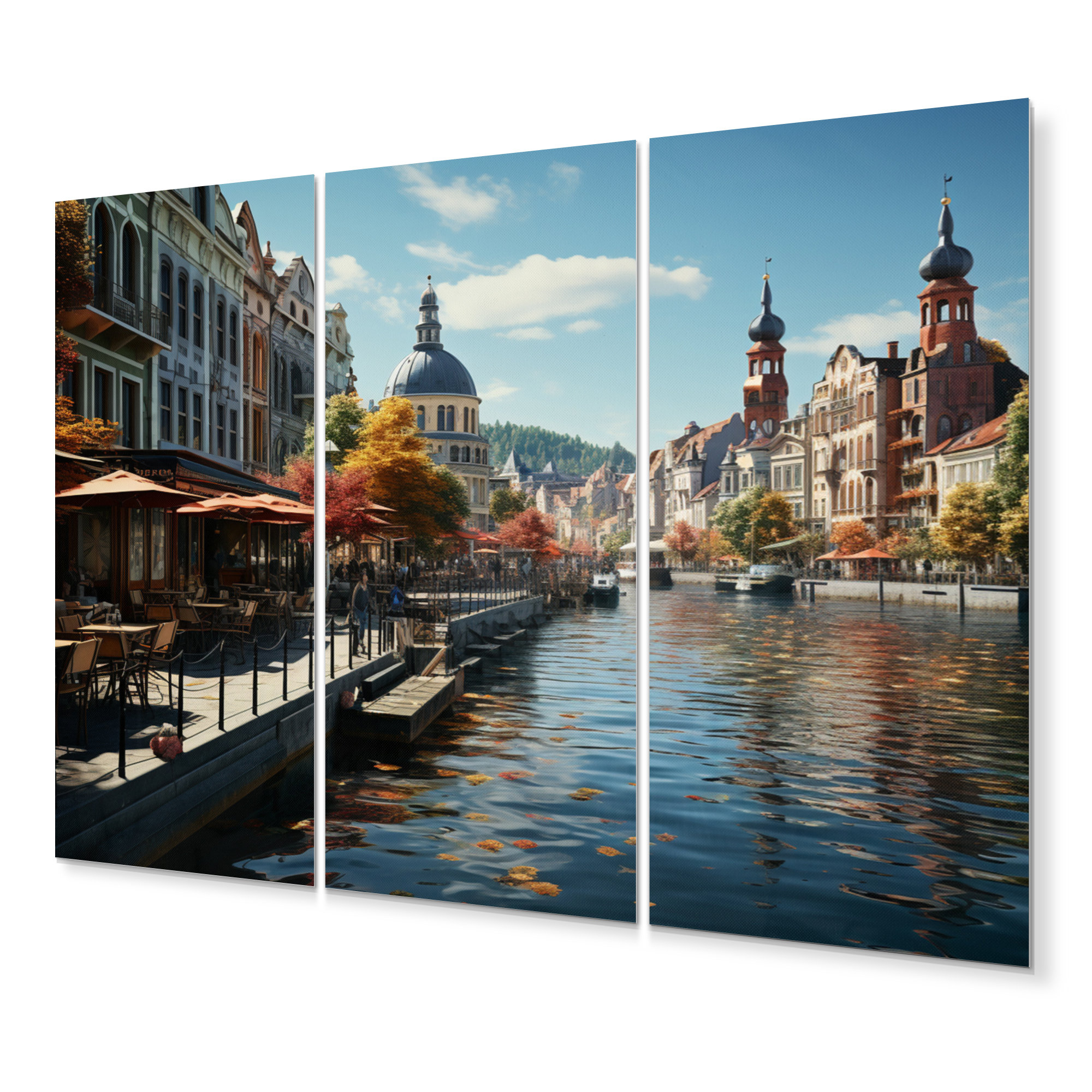 Design Art Germany Waterfront Charm City I - Cityscapes Metal Wall Art ...