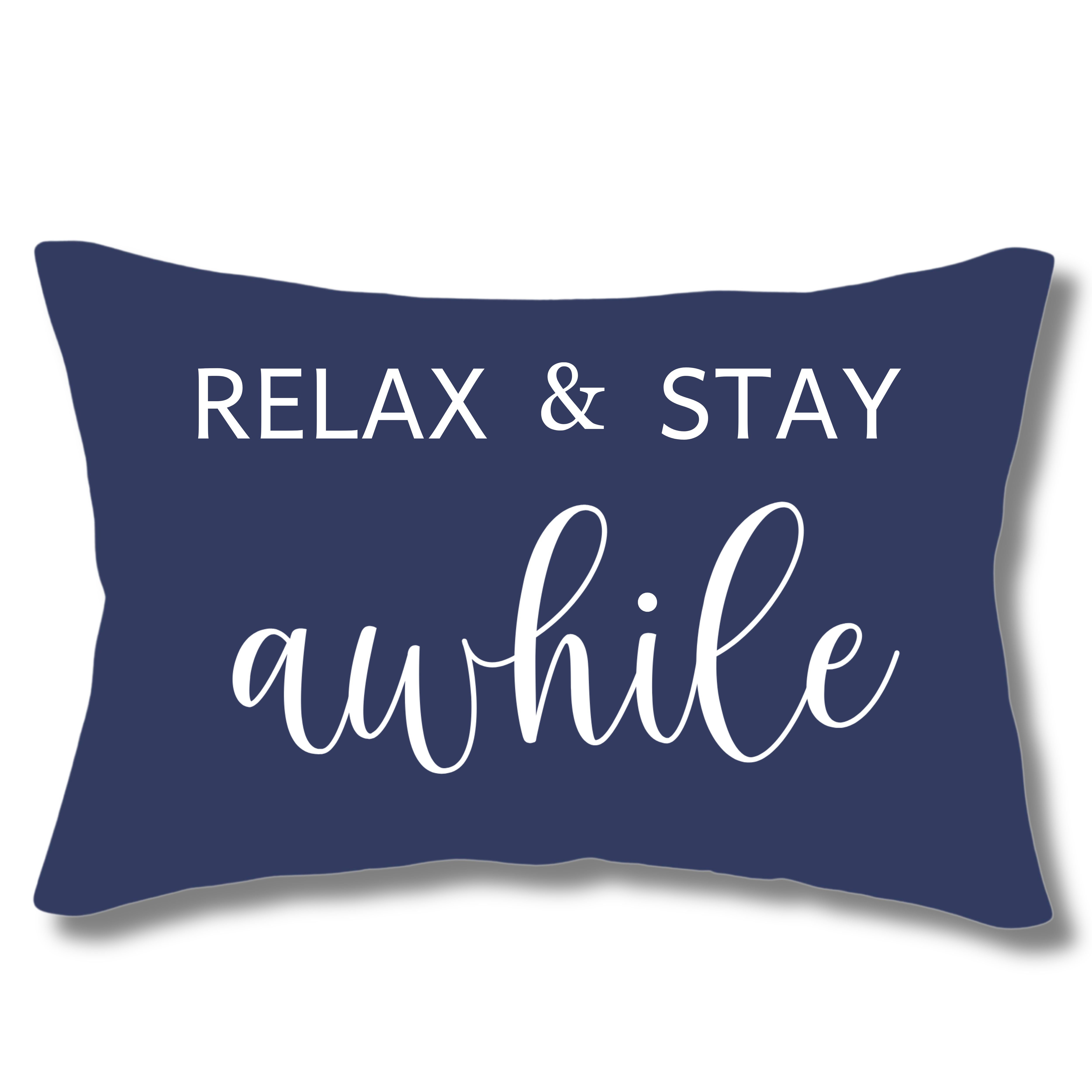 Oveesha Relax & Stay Awhile - Decorative Typography Pillow Indoor ...
