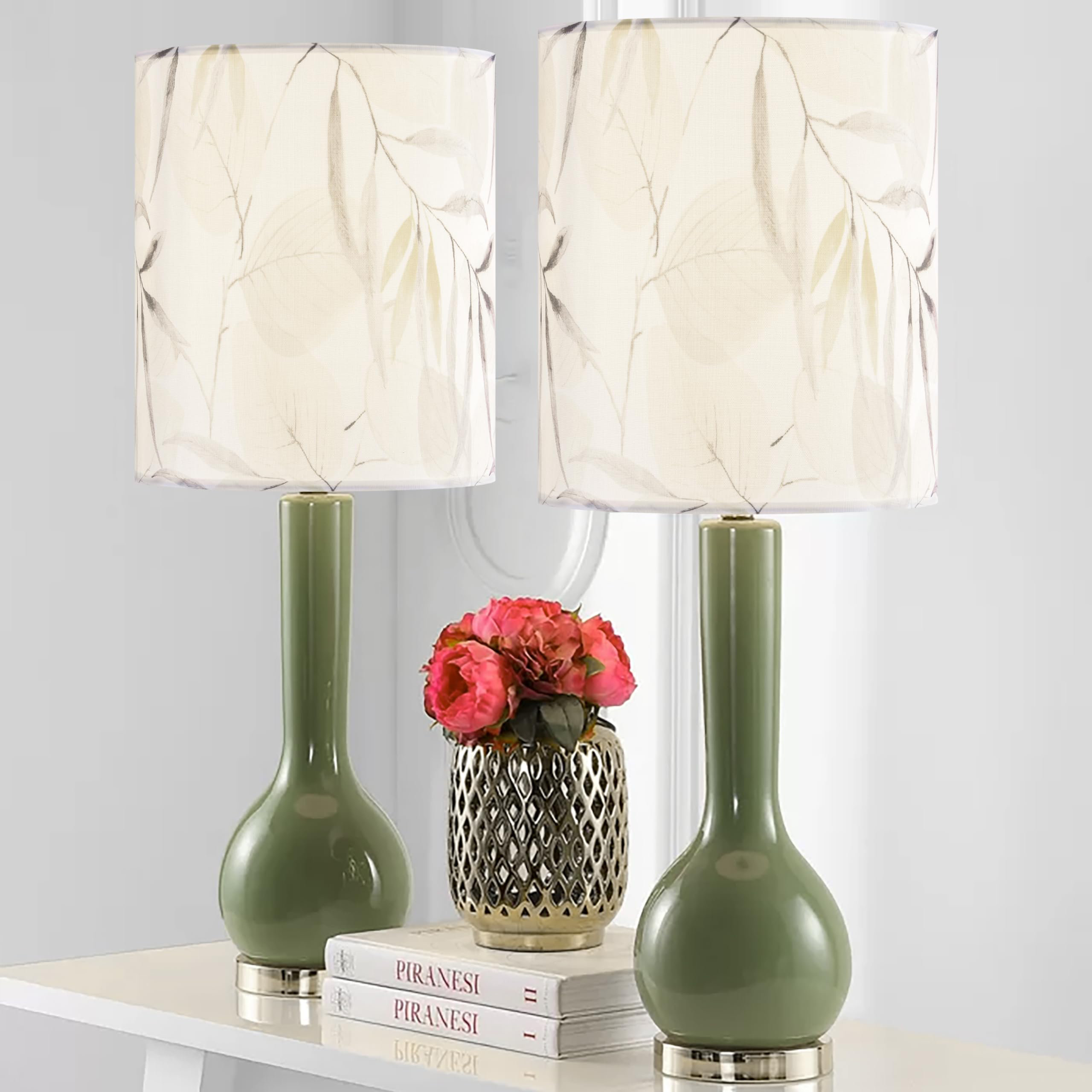 Ophelia & Co. Set Of 2 Tall Drum Lamp Shade Leaf Patterned Lamp Shade ...
