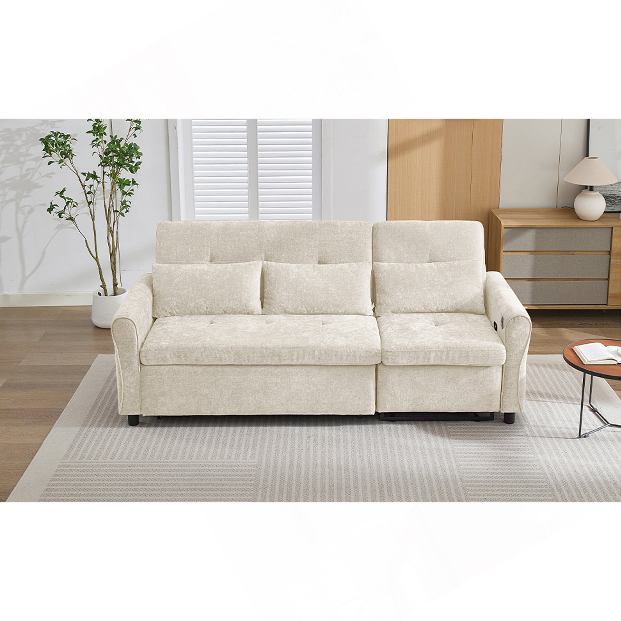 Latitude Run® 2-In-1 Sofa 82" Three-Seater Sofa With A Sofa Bed And A ...