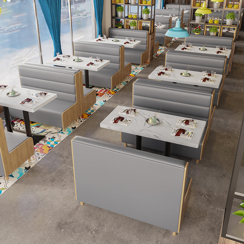 Canadian Linen Modern Simple Bar Restaurant Cafe Benches Faux Leather ...