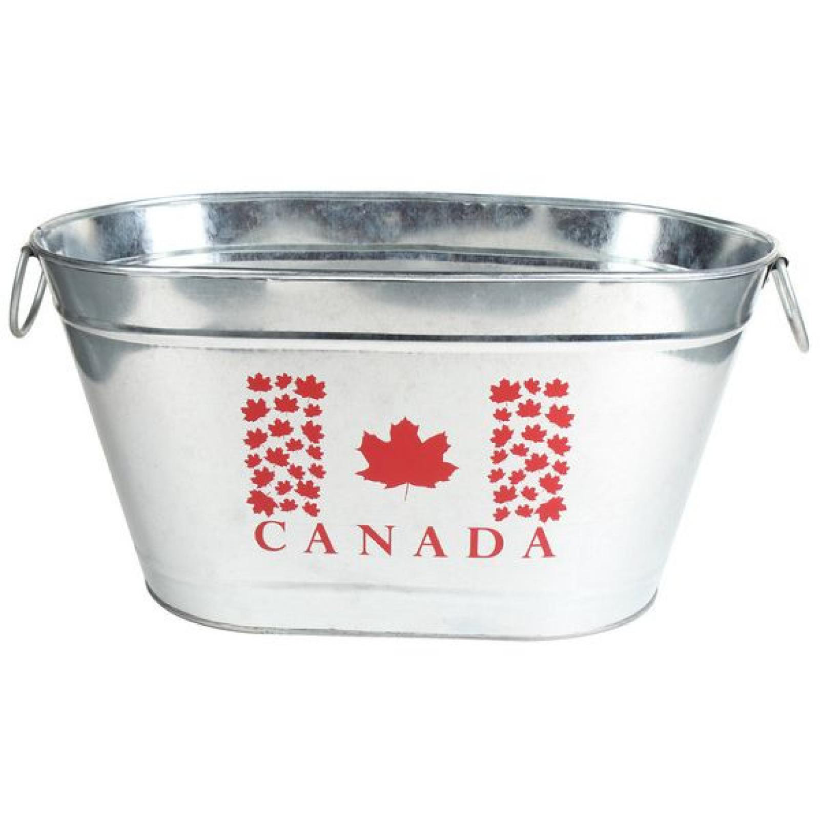 Gracie Oaks Galvanized Oval With Handles And Canada Flag Party Bucket ...