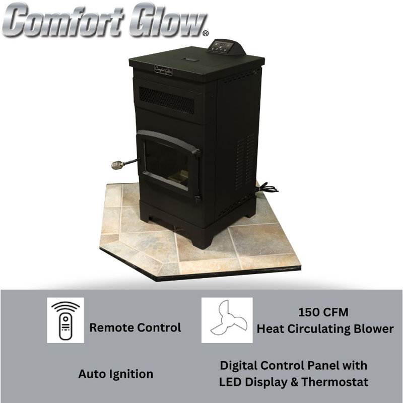 Comfort Glow Freestanding Pellet Stove - Heats Up To 2,200 sq ft, 60 lb ...