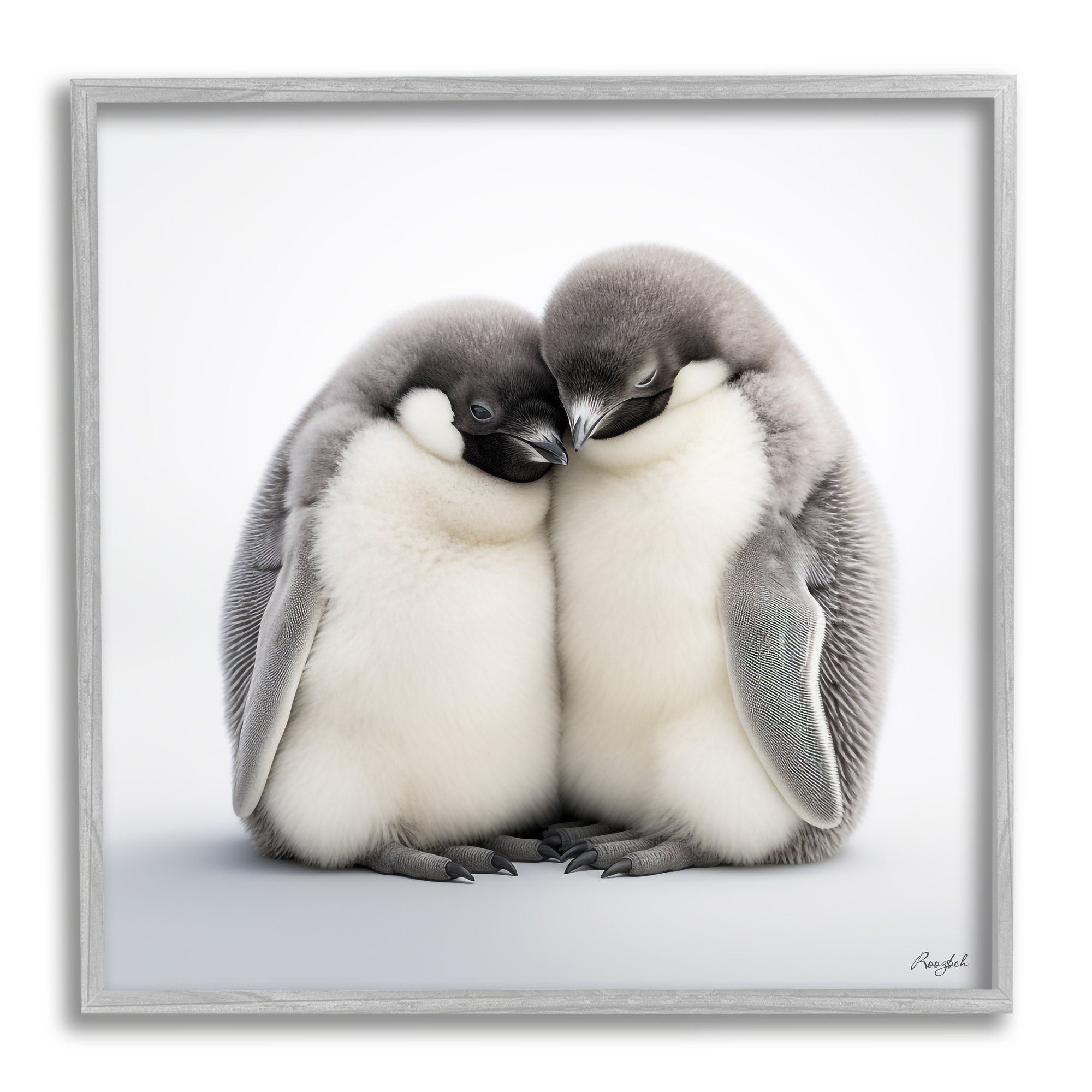 Stupell Industries Cuddling Penguin Duo Framed Giclee Art by Roozbeh ...