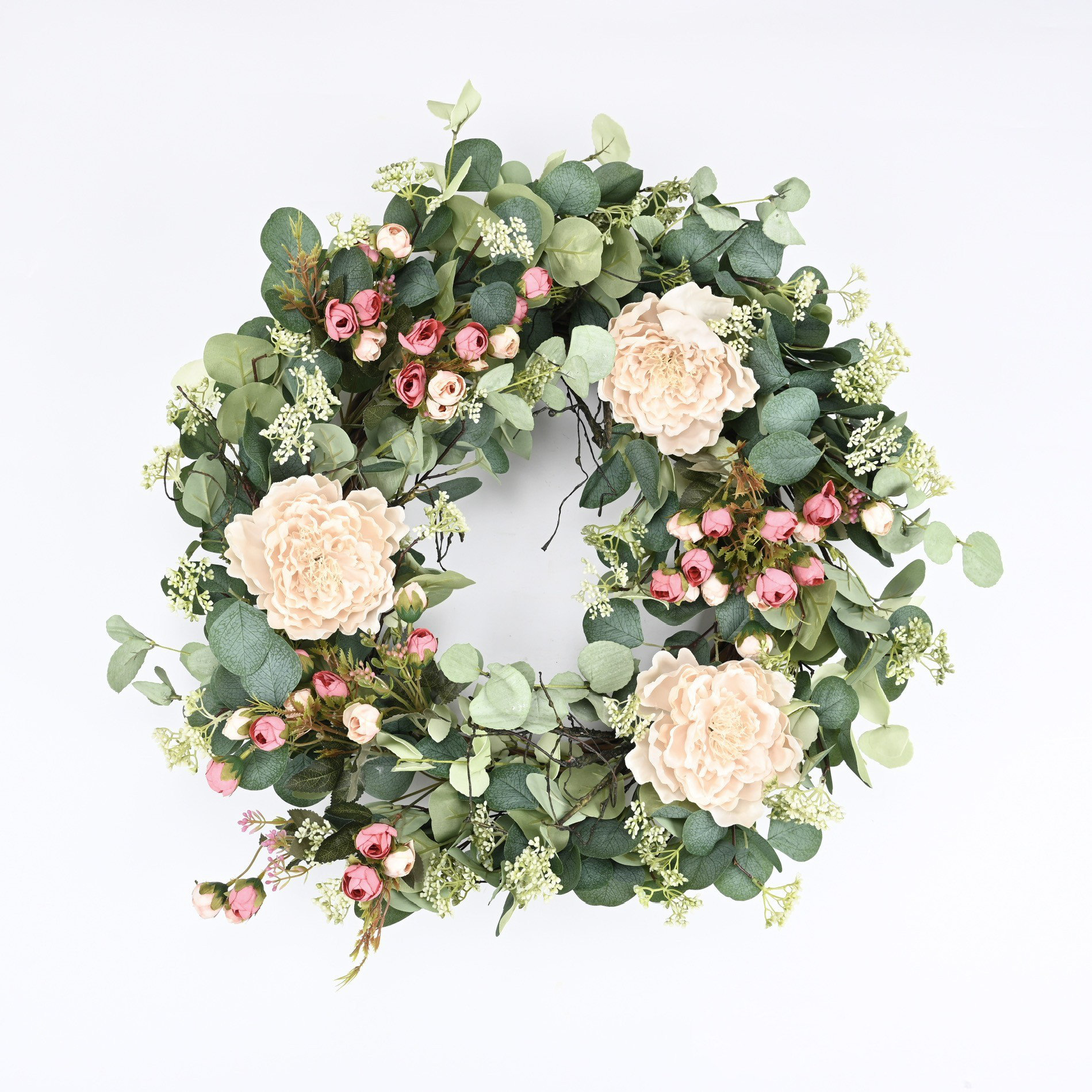 The Holiday Aisle® 26" Spring Summer Eucalyptus Berry Floral Wreath ...