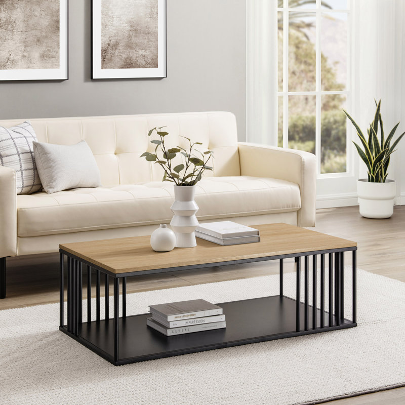 17 Stories Slatted Metal Two-Tone Coffee Table | Wayfair