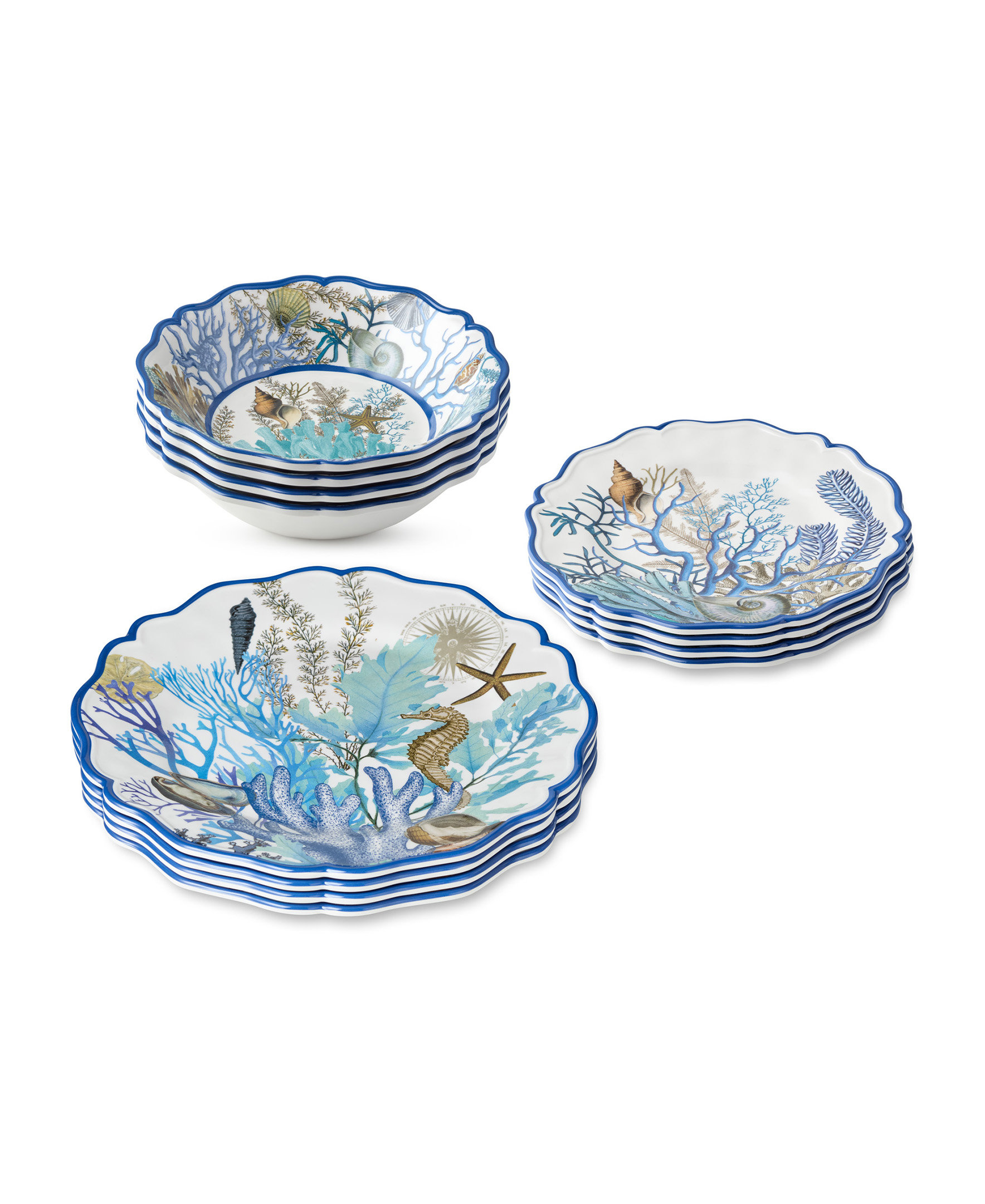 Certified International Blue Lagoon 12-Piece Melamine Dinnerware Set ...